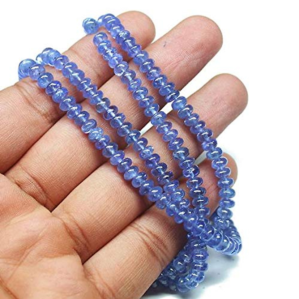 LKBEADS 2 Strands Natural Tanzanite Faceted Rondelle Micro Gemstone Craft Loose Spacer Beads 16 Inch Long 4mm 5.5mm Code-HIGH-310