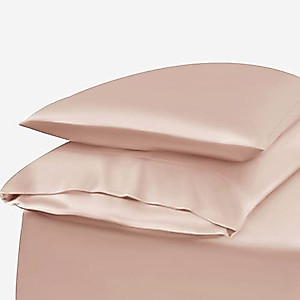 Linenwalas Eucalyptus Tencel Pillow Cases Set of 2, Standard Size Lyocell Silk Cooling Silk Pillowcases for Hair & Skin, Soft Breathable Pillow Case with Envelope Closure (Rose Gold,20x30 inches)