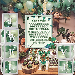 White Transparent Balloon Boxes With 78 Letters, Name Boxes for Baby Shower, Clear Baby Box Blocks Backdrop for 1st Birthday, Bridal Shower, Graduation Prom Party, Gender Reveal Decoration, 6 PCS