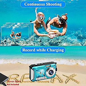 Waterproof Camera Compact Underwater Cameras 48MP 2.7K Full HD Video Recorder 10FT Selfie Dual Screens Waterproof Digital Camera for Snorkeling