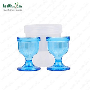HealthAndYoga™ ChillEyes Colored Eye Wash Cups – Remedy Cup for Eye Wash - Eye Cleaner with Snug Fit - Includes Storage Container (2 Pcs.) (Blue)