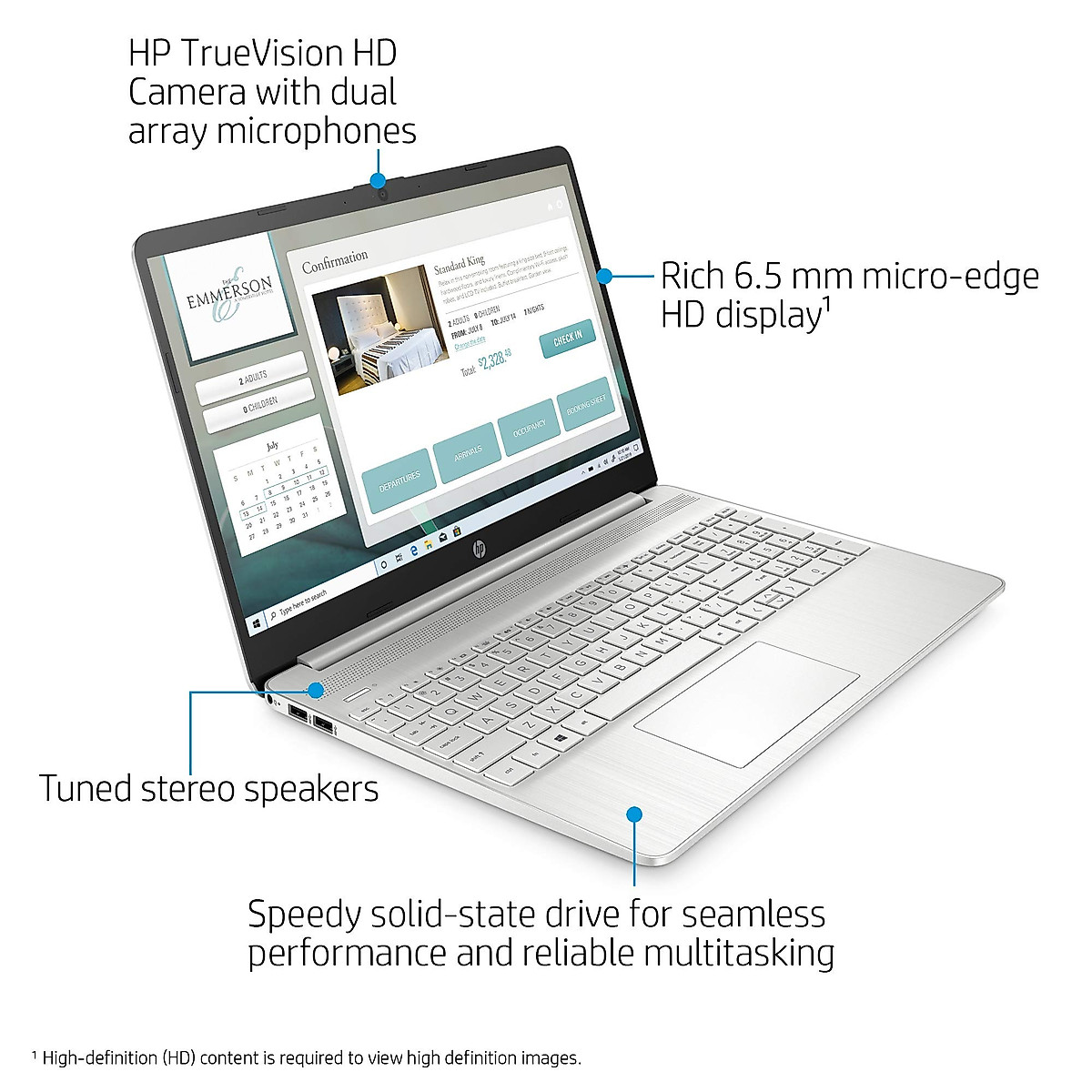 HP 15-inch HD Laptop, AMD Ryzen 3 3200U Processor, 8 GB RAM, 256 GB SSD, Windows 10 Home (15-ef0021nr, Natural Silver) (Renewed)