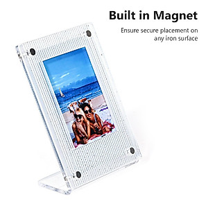 DAUZ Tabletop Photo Frame, Picture Frame Clear Magnetic Decorative Simple Cleaning Acrylic Stable Placement for Card (Transparent (Wave Pattern))