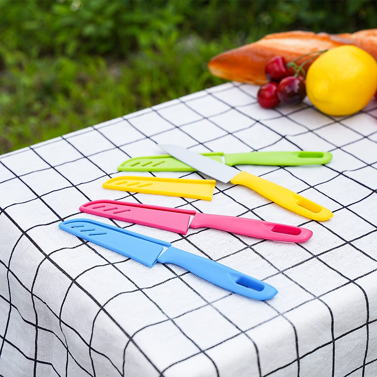 CHUYIREN Paring Knife, 4 Pcs Paring Knife with Sheath, 4" Vegetable and Fruit Knife, Stainless Steel Small Kitchen Knife for Cooking, Peeling, Slicing, Picnics,&Travel, Pink/Green/Yellow/Blue