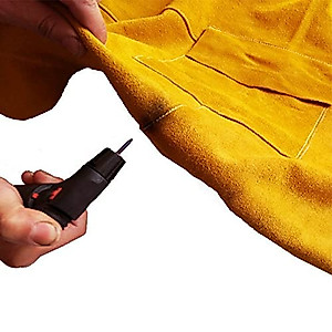 Cowhide Work Clothes Apron Welding Protective Clothing Heat And Fire Resistant Welders Clothing Welding Apron With Sleeves (105CM)