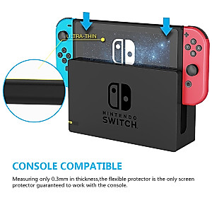Glass Screen Protectors for Nintendo Switch Console 9H HD Tempered Glass Anti-Scratch Anti-Fingerprint Bubble Free with Cleaning kit