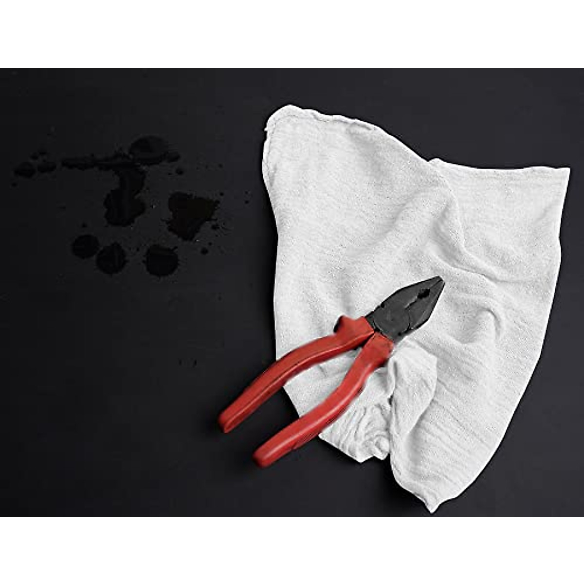STF Linen Cotton Shop Towels White – (Pack of 150) Size 14x14 Inches Cleaning Rags – Absorbent Shop Rags and Multipurpose Cleaning Towels for Automobiles, Industries, Garage and Homes