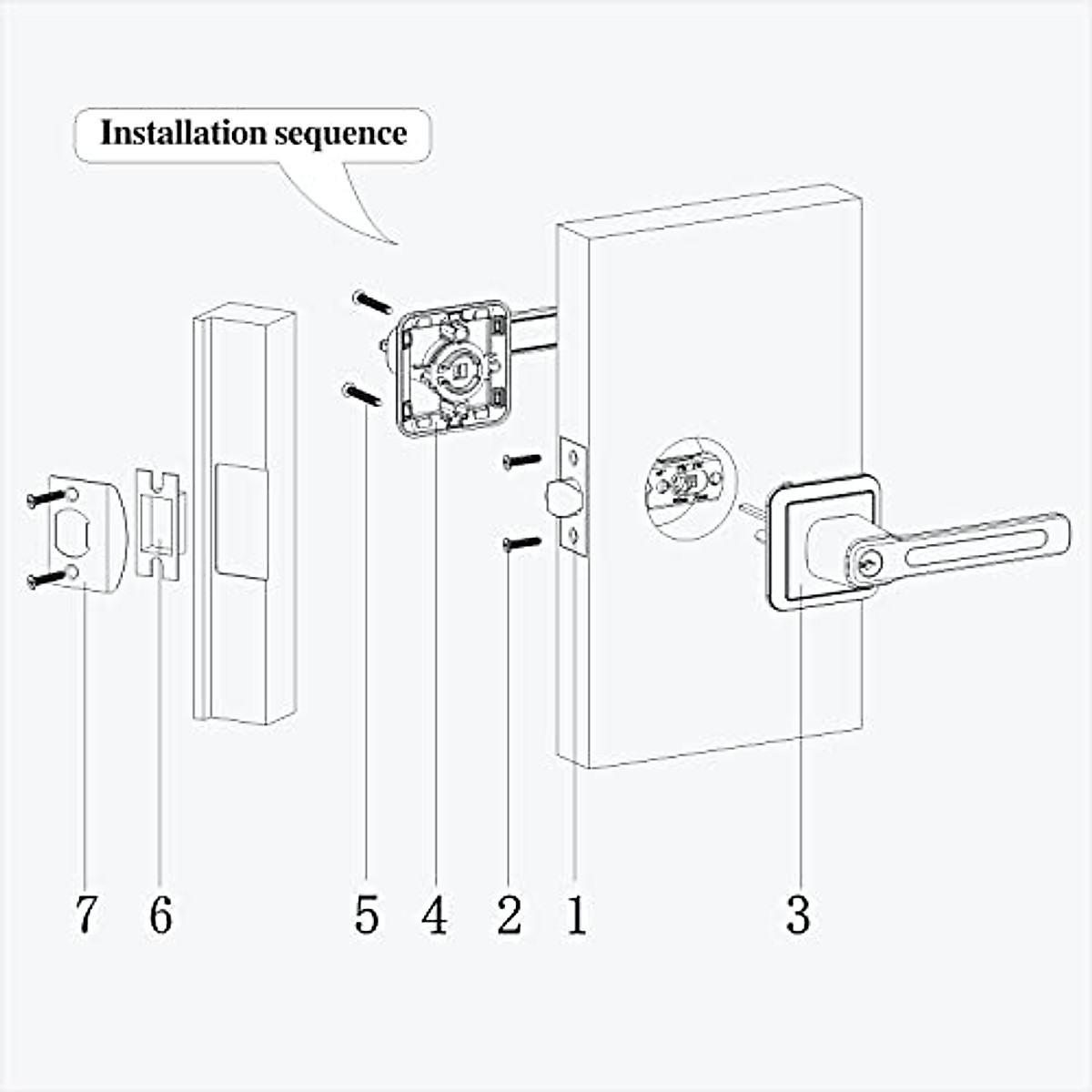 BAOLONG Door Handle Locking Lever with Modern Contemporary Square Design,Front Door Lock Entry Lever with Lock for Exterior or Interior Door Satin Nickel Keyed Lock.
