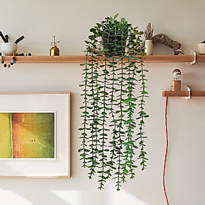 Mizii Artificial Hanging Plants,2 Pack 1.8ft Eucalyptus Vine Fake Leaves Green Chain for Indoor Outdoor Wall Shelf Home Room Balcony Garden Wedding Decor