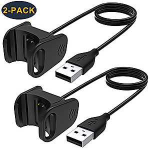 CAVN 2 Pack Charger Cable Compatible with Fitbit Charge 3, Replacement USB Charging Cable Cord Clip Dock Accessories Adapter for Charge 3 / Charge SE Smartwatch 2018
