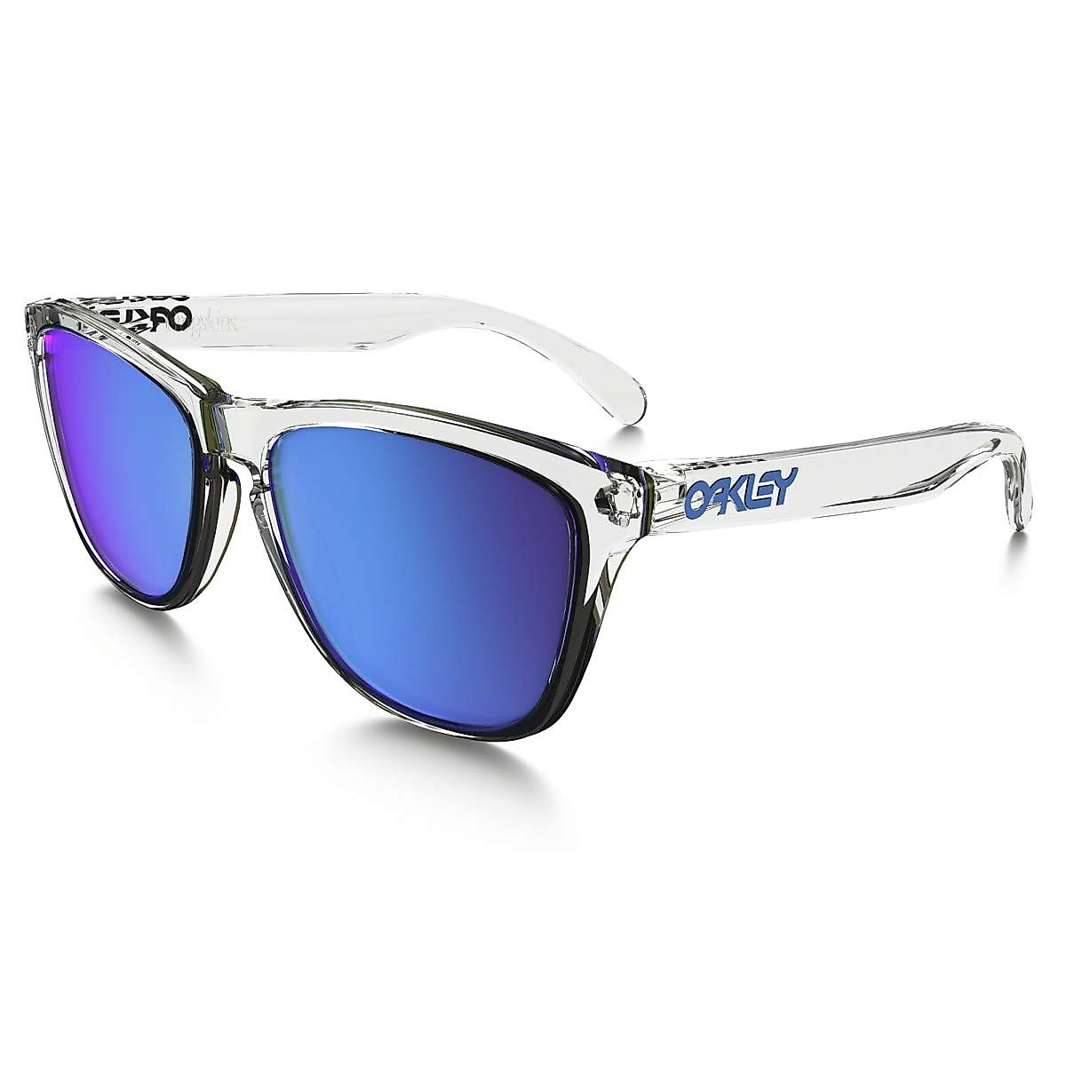 Oakley Frogskins Sunglasses Crystal Clear with Prizm Sapphire Iridium Lens 55mm