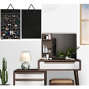 Hanging Earrings Organizer,  beifvv Soft Felt Earring Display Holder Storage Holder Holds up to 300 Pairs,wall mounted earrings holder display hanging on walll /door for women &girls(Black 1pcs)