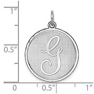 Solid 925 Sterling Silver Brocaded Initial Letter G Alphabet Charm Pendant - 27mm x 20mm