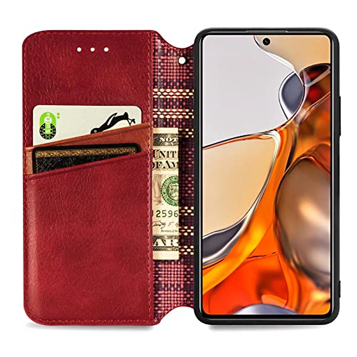 YukeTop Case for Oppo Reno2 Z, PU Leather Flip Folio Wallet Cover, with Card Slots, Case Cover for Oppo Reno2 Z.(Red)