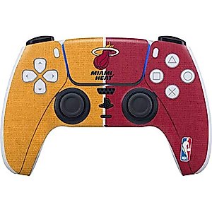 Skinit Gaming Decal Skin Compatible with PS5 and Compatible with PS5 Digital Edition DualSense Controller - Officially Licensed NBA Miami Heat Canvas Design