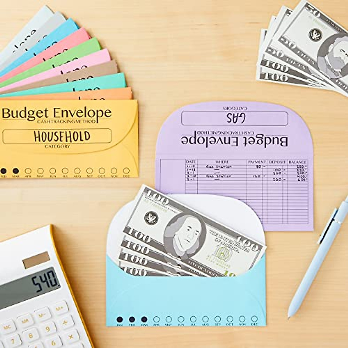 96 Pack Bulk Budget Envelopes for Cash System, Budgeting Tracker Binder, Money Saving Challenge, 12 Colors (6.5 x 3 In)
