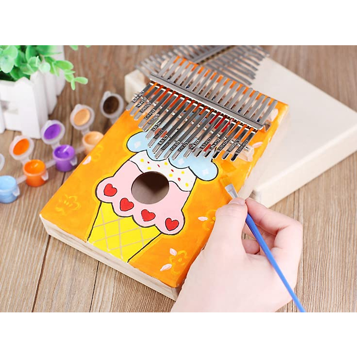 Jiayouy Kalimba Thumb Piano 17 Keys Kalimba DIY Kit with Carrying Bag Tuning Hammer Portable Mbira Finger Piano Gifts for Kids and Adults Beginners (Wood Color)