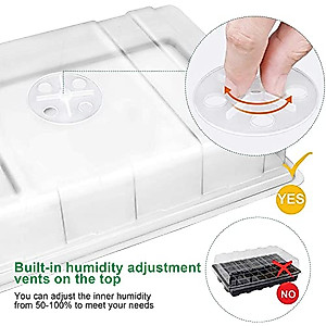 MIXC Seedling Trays Seed Starter Tray, 5-Pack Mini Propagator Plant Grow Kit Greenhouse with Humidity Vented Domes and Base for Seeds' Starting (40 Cells Per Tray, Total 200 Cells), Black