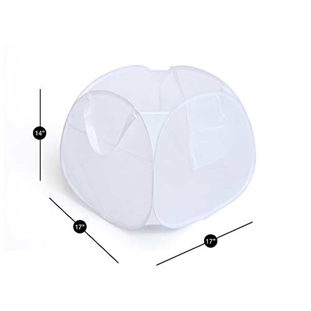 Smart Design Deluxe Mesh Pop Up Square Laundry Basket Hamper w/ Side Pockets & Handles - Durable Fabric Collapsible Design - for Clothes & Laundry - Home - (Holds 2 Loads) (17 x 14 Inch) [White]
