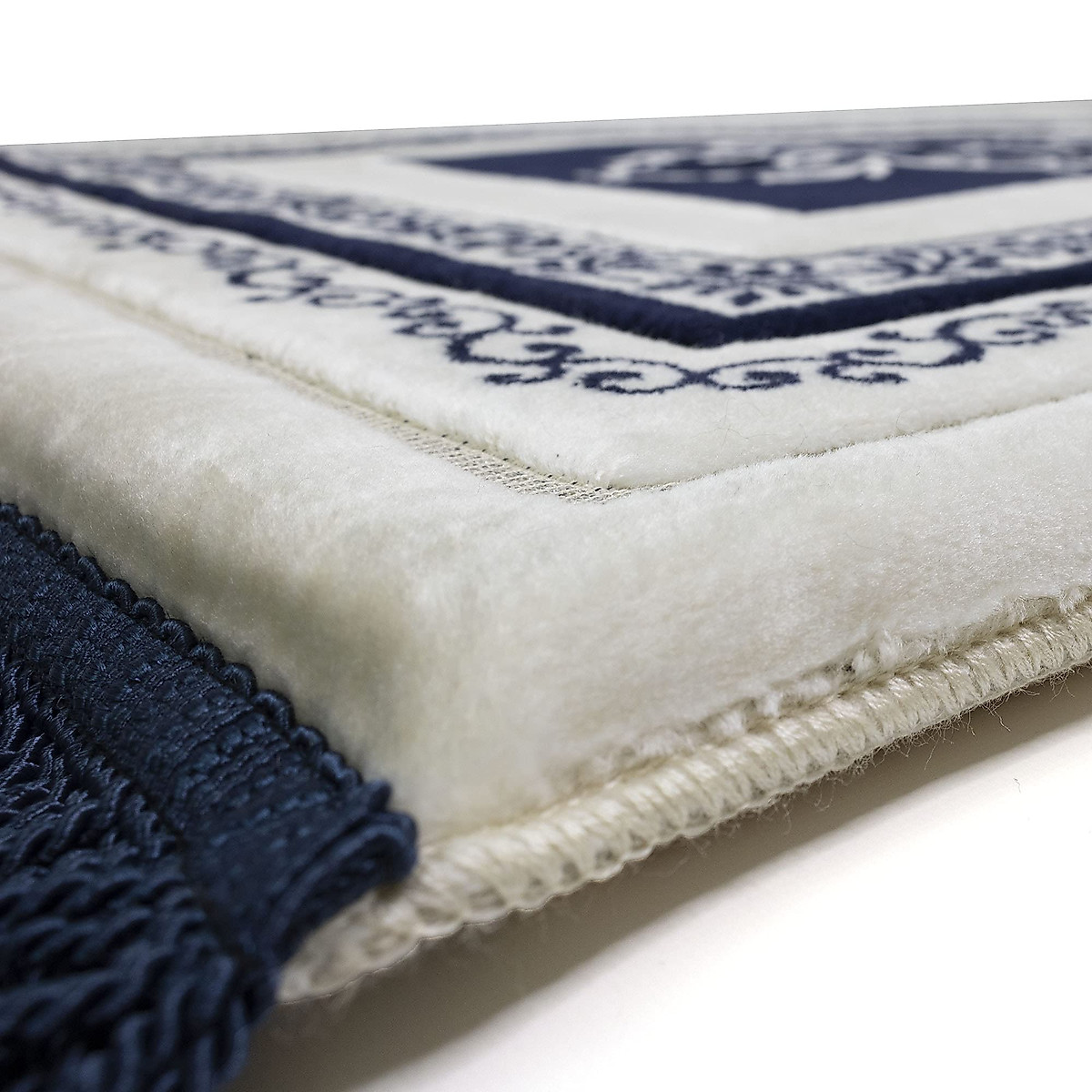 Modefa Luxury Foam Prayer Rug | Padded Cushion Janamaz Sajjada | One Inch Thick Soft Velvet Islamic Namaz Sajadah Carpet (Blue)