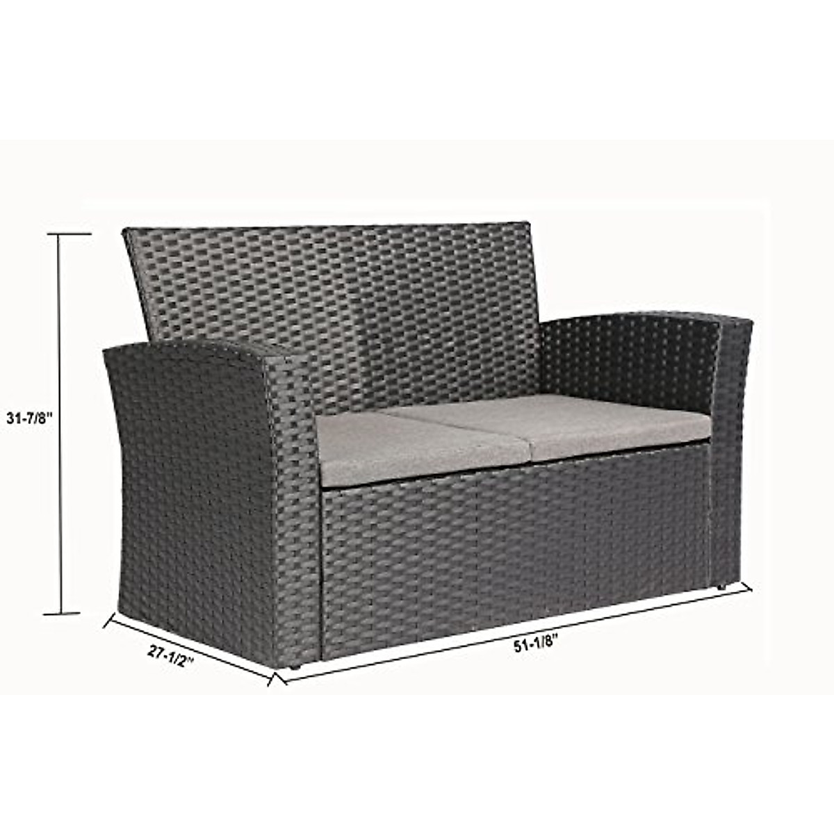 Baner Garden 4 Pieces Outdoor Furniture Complete Patio Cushion Wicker P.E Rattan Garden Set, Full, Black