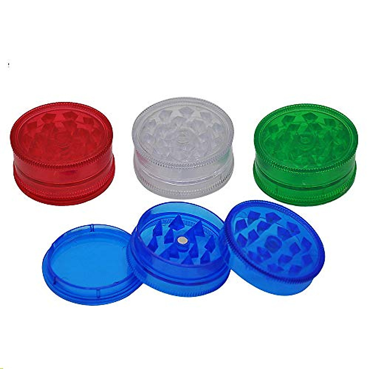 Magnetic Plastic Grinder Crusher 63 mm 3 Layers Assorted Colors (12pcs)