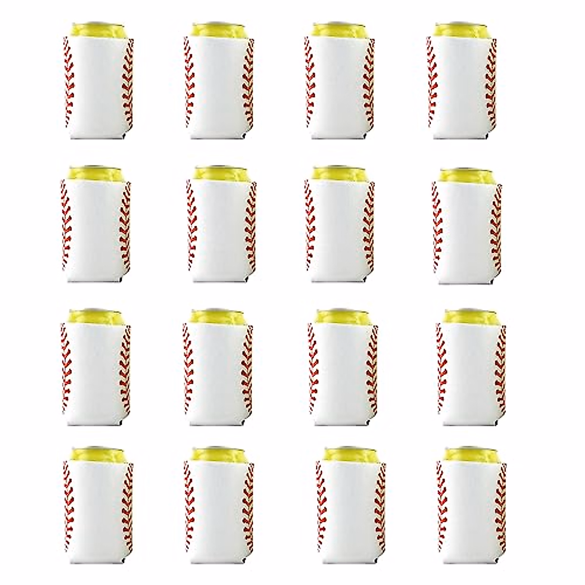 Neoprene Baseball Can Coolers Sleeves: 16PCS Beer Bottle Cup Insulator Can Sleeves for Beer Reusable Baseball Lovers Gifts for Hot and Cold Drinks Soda Game Party