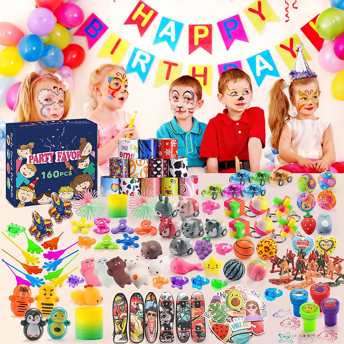160 Pcs Party Favor Goodie Bags Stuffers for Kids, Prize Box Toys for Kids Classroom, Treasure Chest for Kids Prizes, Little Bulk Toys for Pinata Stuffers, Birthday Gift Fillers for Kids 4-8 8-12 3-5