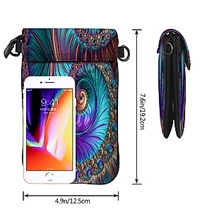 Beabes Abstract Art Crossbody Cell Phone Purse Fractal Shapes Texture Surreal Chaos Magic Artwork DreamWallet Handbag