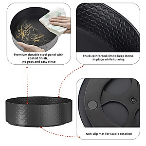 Beacron Lazy Susan, Premium Stainless Steel Lazy Susan Organizer, 11 inches Round 360 Degree Rotating Lazy Susan Turntable for Cabinet with 1 Marker and 180 Spice Labels for Kitchen Pantry Countertop