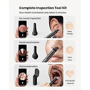 BEBIRD R1 Ear Wax Removal Tool - Spade Ear Cleaner with Ear Camera, 1080P Ear Scope, Earwax Remover Picker with 10 Replacement Tips Ear Pick with 6 LED Light for Earwax Cleaning, Support iPhone, Black