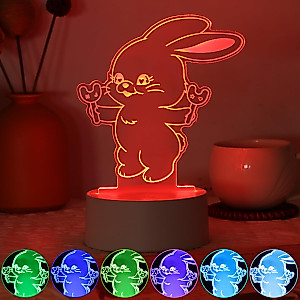 X9H8N9 Kpop LED Night Light 7 Colors Remote Adjustable Bunnies NightLight Bedside Lamp for New Nwjns Jeans Bunny Bunnies
