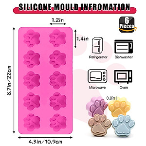 RUGVOMWM Silicone Molds Puppy Dog Paw and Bone Molds for Baking,Chocolate Molds,Silicone Dog Treat Mold - 6 Pack