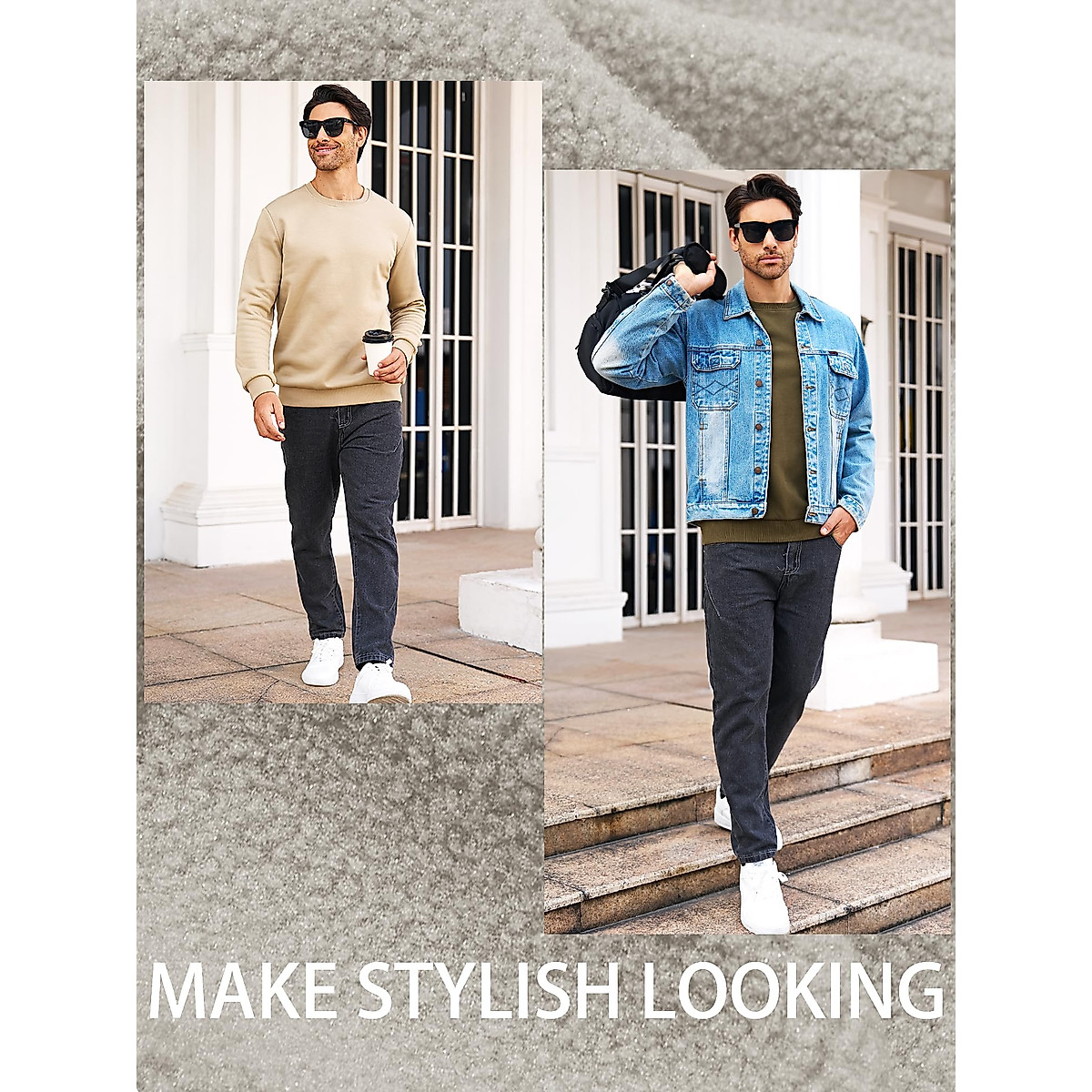 MAGCOMSEN Winter Sweatshirts For Men Bomber Sweatshirts Thick Cotton Sweatshirts Sherpa Sweatshirt Fleece Lining Casual Warm Sweatshirts Pale Blue, X-Large