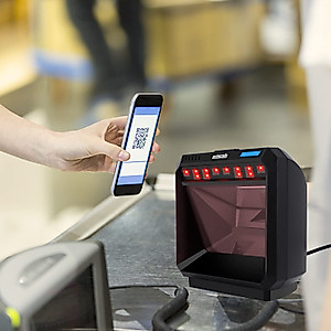 2D Desktop omnidirectional Barcode Scanner.Hands-Free USB Wired QR Barcode Reader Capture Barcodes from Mobile Phone Screen, Automatic Image Sensing Barcode Scanner