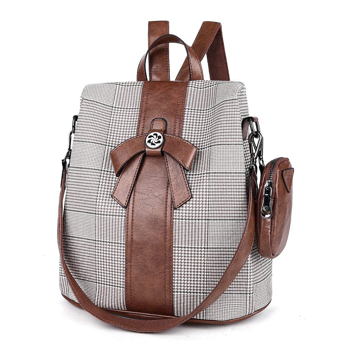 ZOCAI Backpack Purse for Women Fashion Backpack Purses PU Leather Daypacks Anti-Theft Shoulder Bag Satchel Purse(Brown)