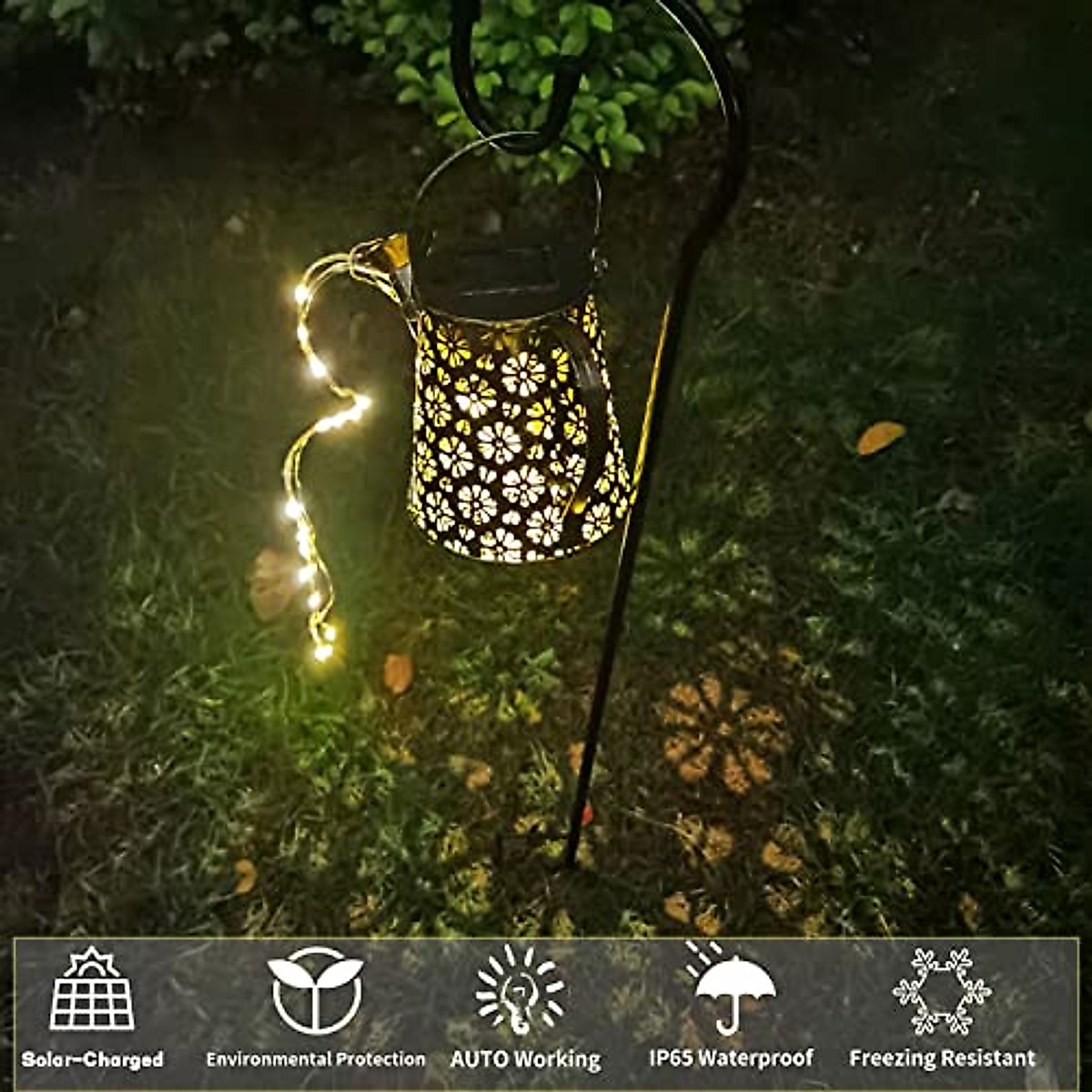 Solar Watering Can with Lights Outdoor,Hanging Solar Lantern,Metal Waterproof Garden Lights Decorations Gift for Table Patio Yards Pathway Party, Yard Decorations Outdoor