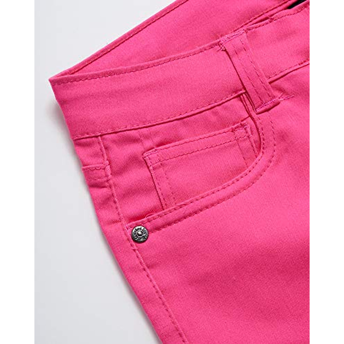 Real Love Girls' Shorts - Super Stretch Twill Bermuda Shorts (2 Pack), Size 14, White/Hot Pink