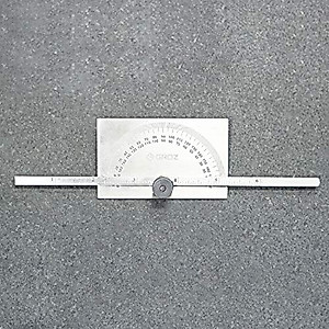 Groz 01225 6" Rectangular Head Depth Gauge, with Protractor