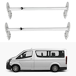 ECCPP Adjustable Van Ladder Rack Hightop 2 Bars Roof Rack fit for Chevy Express 2500 for GMC Savana with Rain Gutters Heavy-Duty Steel Pickup Truck Ladder Rack 700Lb Lumber Utility
