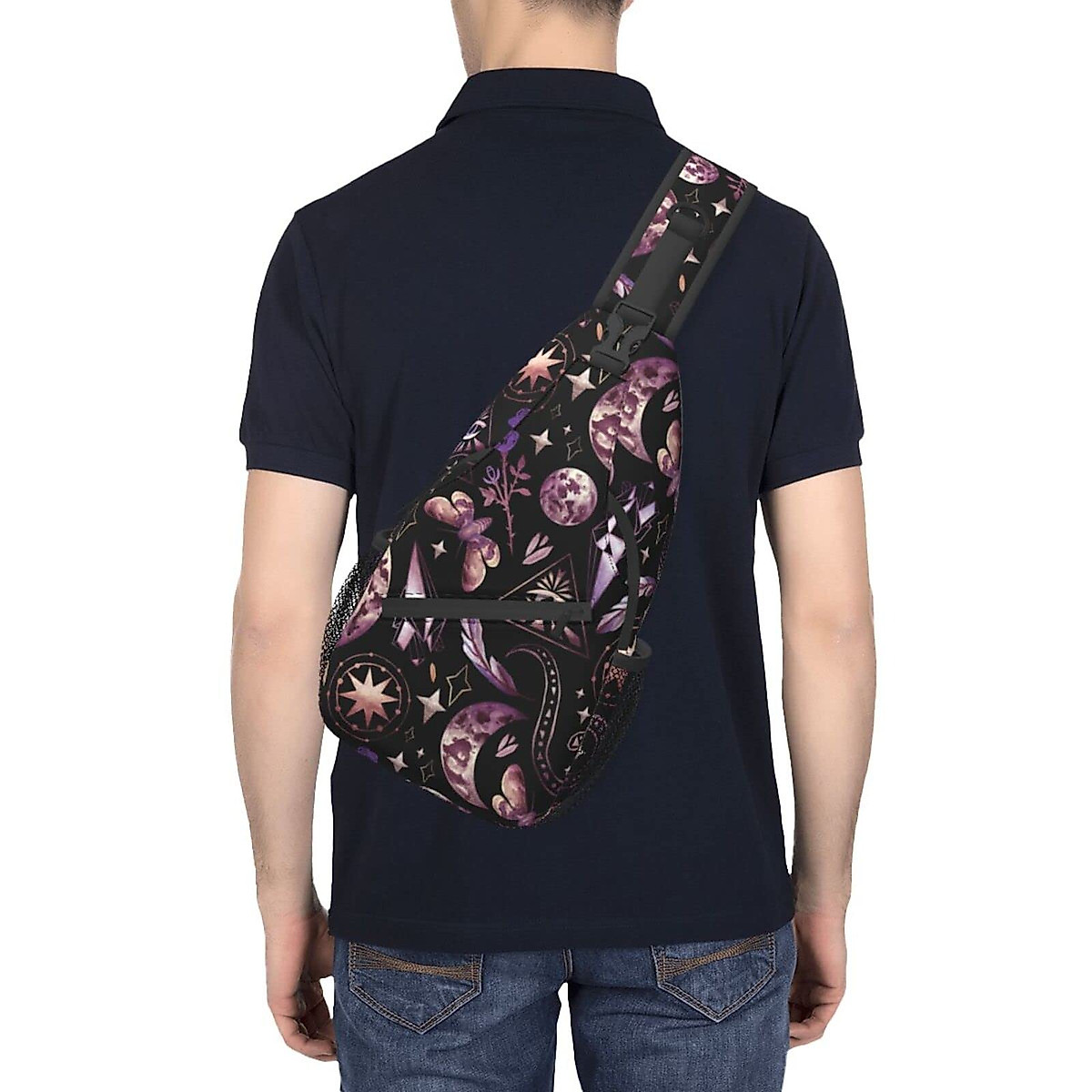 Sling Bag Tarot Moon Butterfly Magic Goth Hiking Daypack Crossbody Shoulder Backpack Travel Chest Pack for Men Women