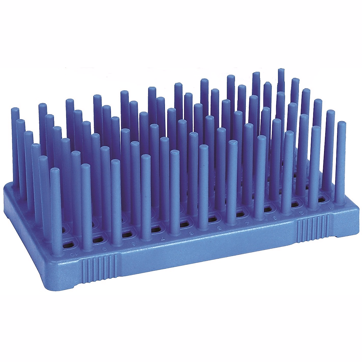 Heathrow Scientific HS24311B Peg Tube Rack, 50 Wells, Polypropylene, 14 to 17 mm, Blue (Pack of 2)