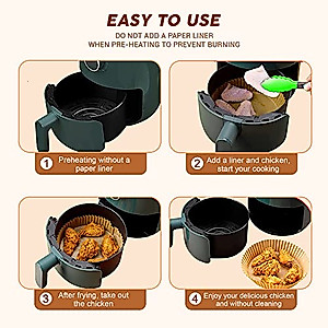 Air Fryer Disposable Paper Liner, 100PCS Non-stick Disposable Liners, Baking Paper for Air Fryer Oil-proof, Water-proof, Food Grade Parchment for Baking Roasting Microwave (100Pcs-6.3 inch)