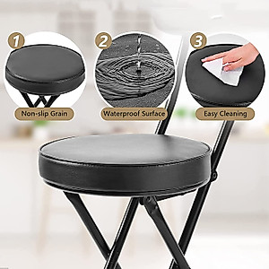 Cushioned Padded Folding Stool, 28.7-Inch Foldable Folding bar Stool,Portable Folding Stool with Handle for Fishing Hiking Gardening Travel BBQ