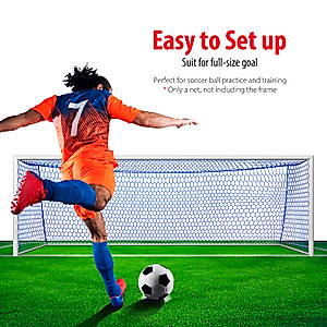 XXXYYY Soccer Goal Net Replacement 24x8FT, Professional On-Court Quality [8.4 LBS, 4mm Nylon], Upgraded Weather Resistance, Better Break Strength, Higher Abrasion Resistance- Blue (Net Only)