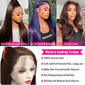 Hermosa 13x4 Brown Lace Front Wigs Human Hair with Baby Hair 180 Density Hd Straight Lace Frontal Human Hair Wigs Pre Plucked Hairline 4# Brown Wig 24 Inch