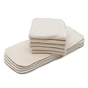 KaWaii Baby Premium Label Cloth Diaper Inserts, 4-Layer (No Microfiber or Fleece Inside), Washable, Reusable Soaker Pads, for Newborn Cloth Diaper 6-22 lbs - Pack of 10