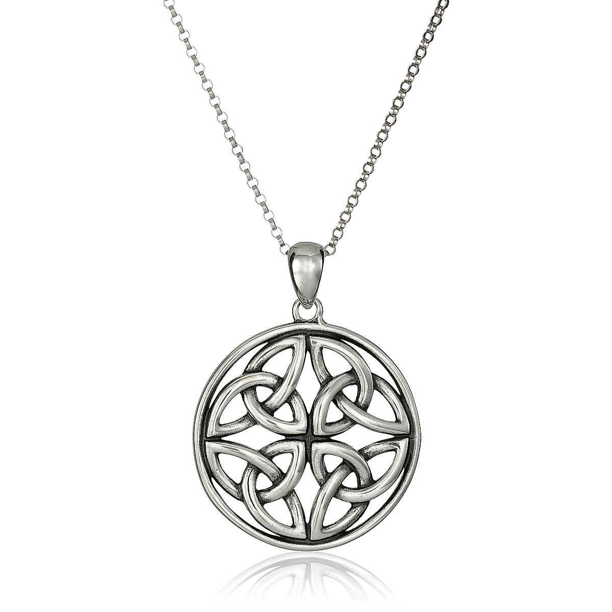 Amazon Essentials Sterling Silver Celtic Triquetra Trinity Knot Medallion Pendant Necklace, 18' (previously Amazon Collection)