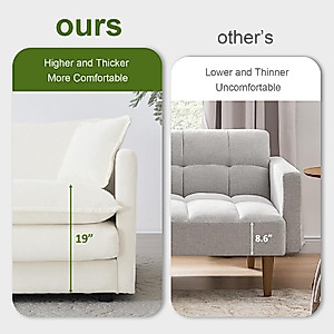 Oversize Mondular Sectional Sofa, 111.5'' Chenille Large L Shaped Couch with Reversible Chaise & Cushions, Big Cloud Couch for Living Room, Modern Comfortable Couch for Bedroom(4 Seater, Beige White)