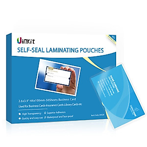 Uinkit Self Sealing Laminating Pouches Self Adhesive Laminating Sheets for Cards 2.6x3.9inches 50Pack 10Mil Thick Gloss Finish No Machine Need (2.6x3.9Inchesx50Pack)
